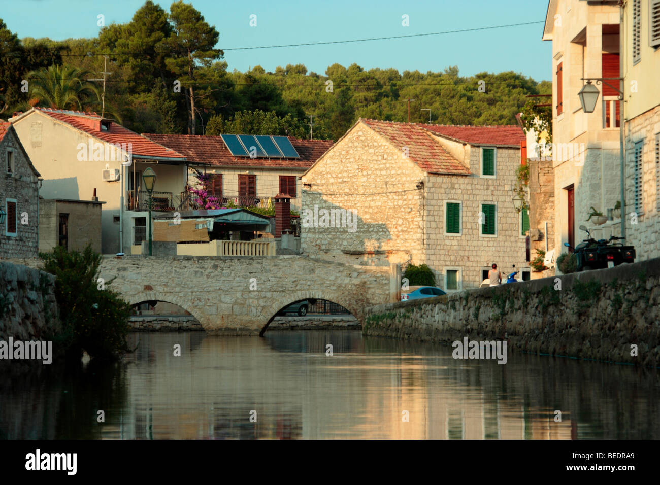 Bridge and canal of Vrboska on Hvar Island, Croatia Stock Photo - Alamy