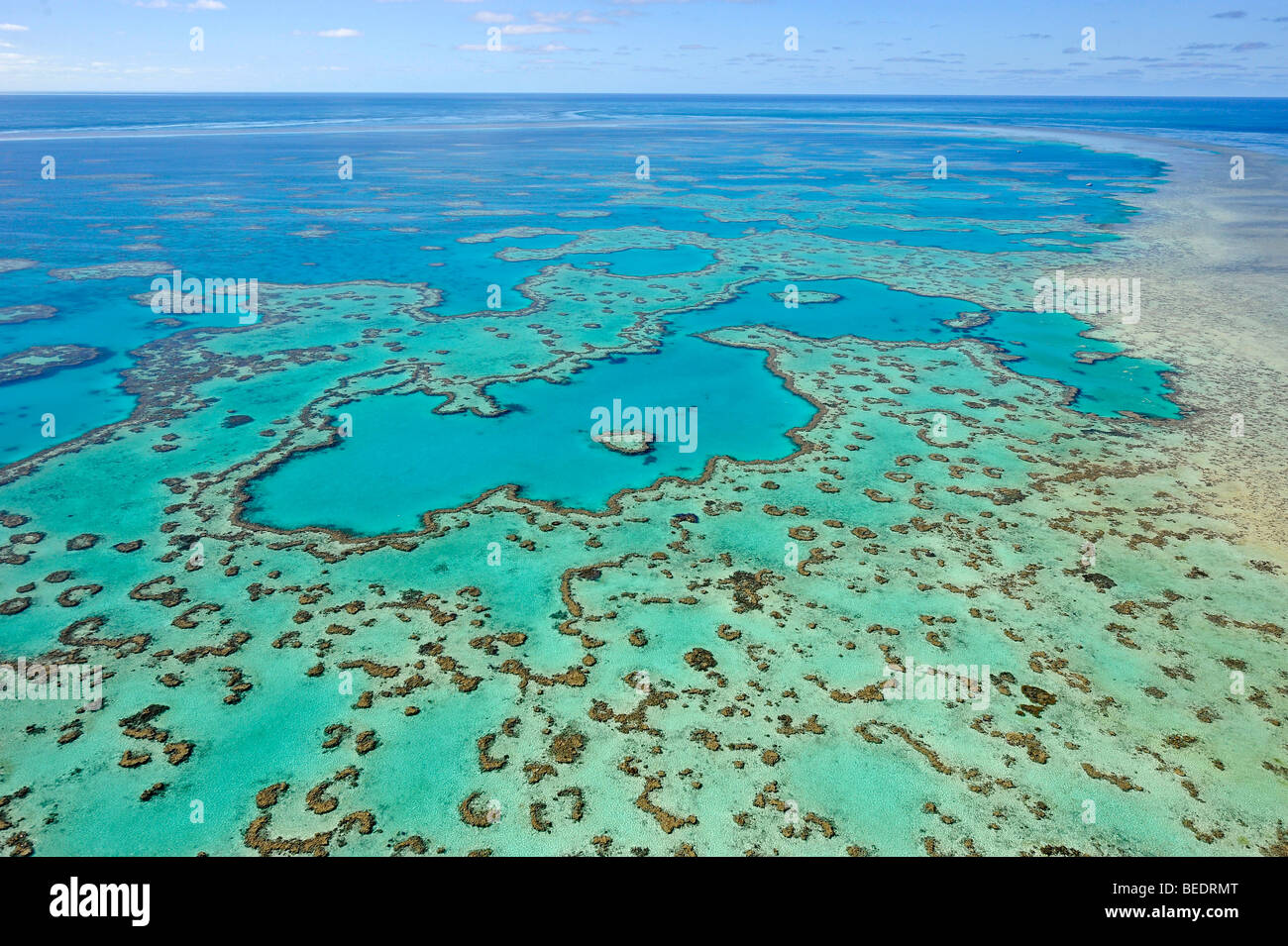 Aerial view of the ocean floor, Heart Reef, heart-shaped reef, Great ...