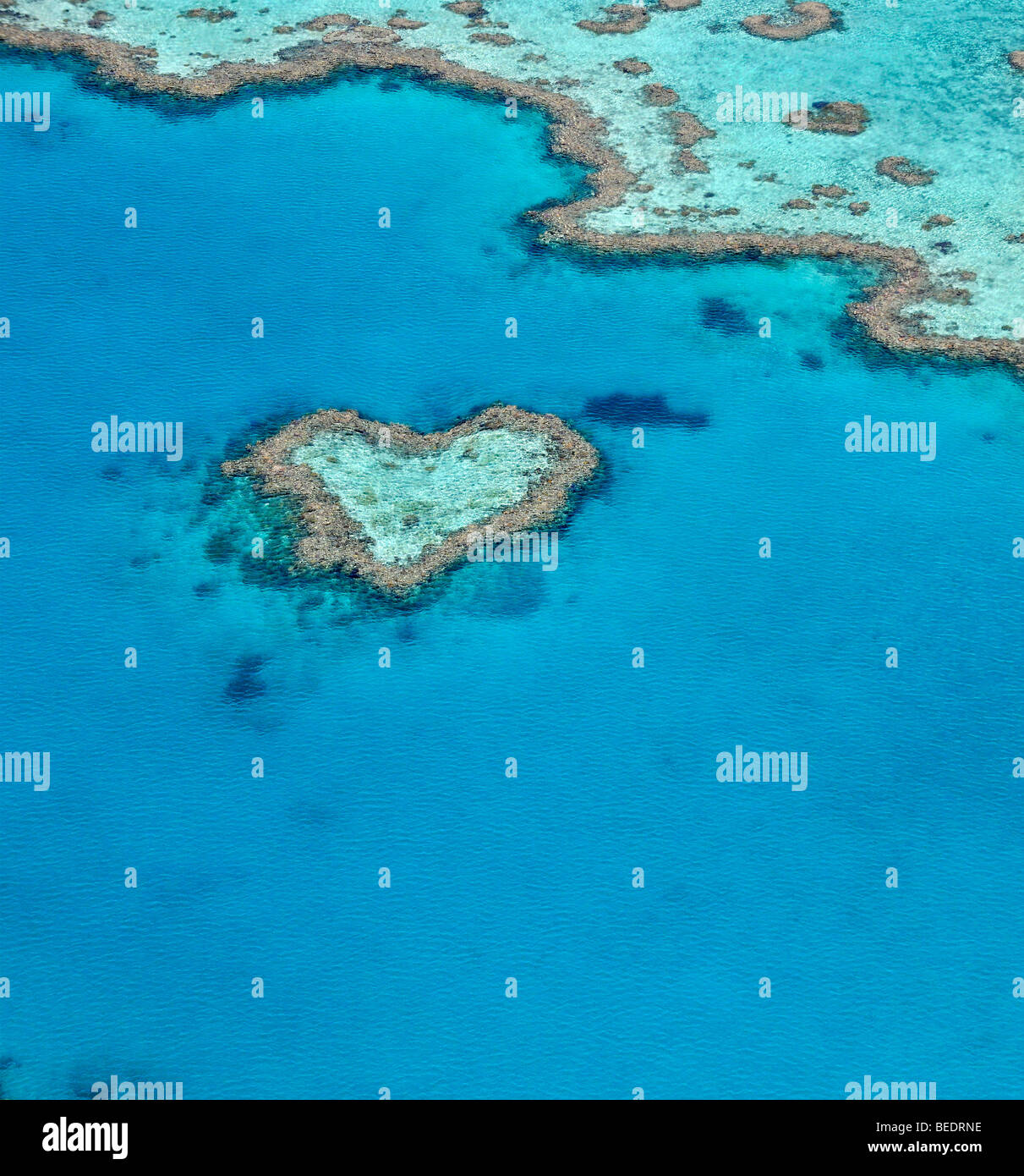 Aerial view of the ocean floor, Heart Reef, heart-shaped reef, Great ...