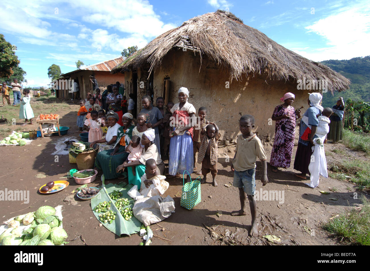 Bakonzo village market, Rwenzori Mountains, West Uganda, Africa Stock ...