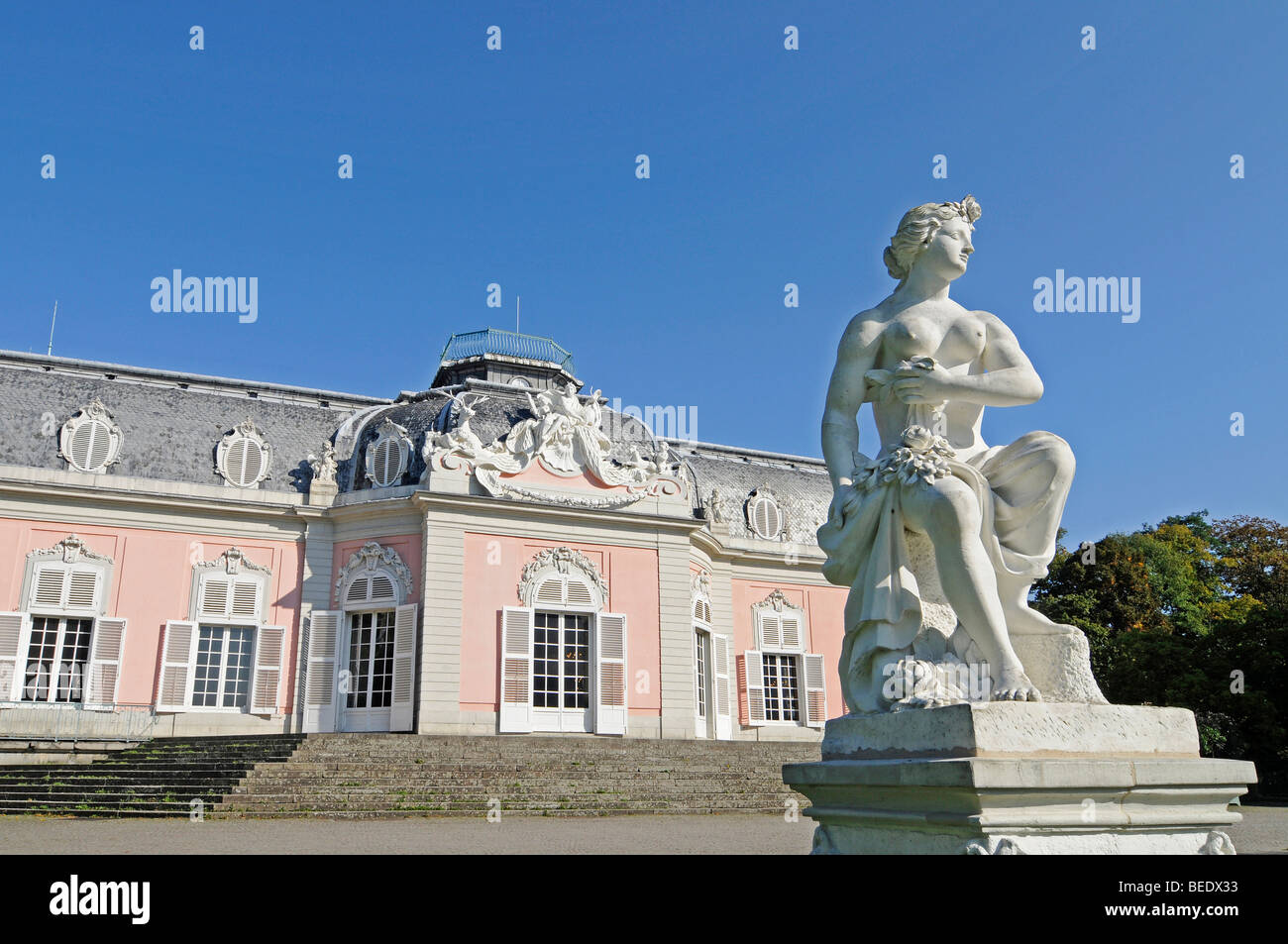 Sculpture, Schloss Benrath castle, Dusseldorf, Rhineland, North Rhine ...