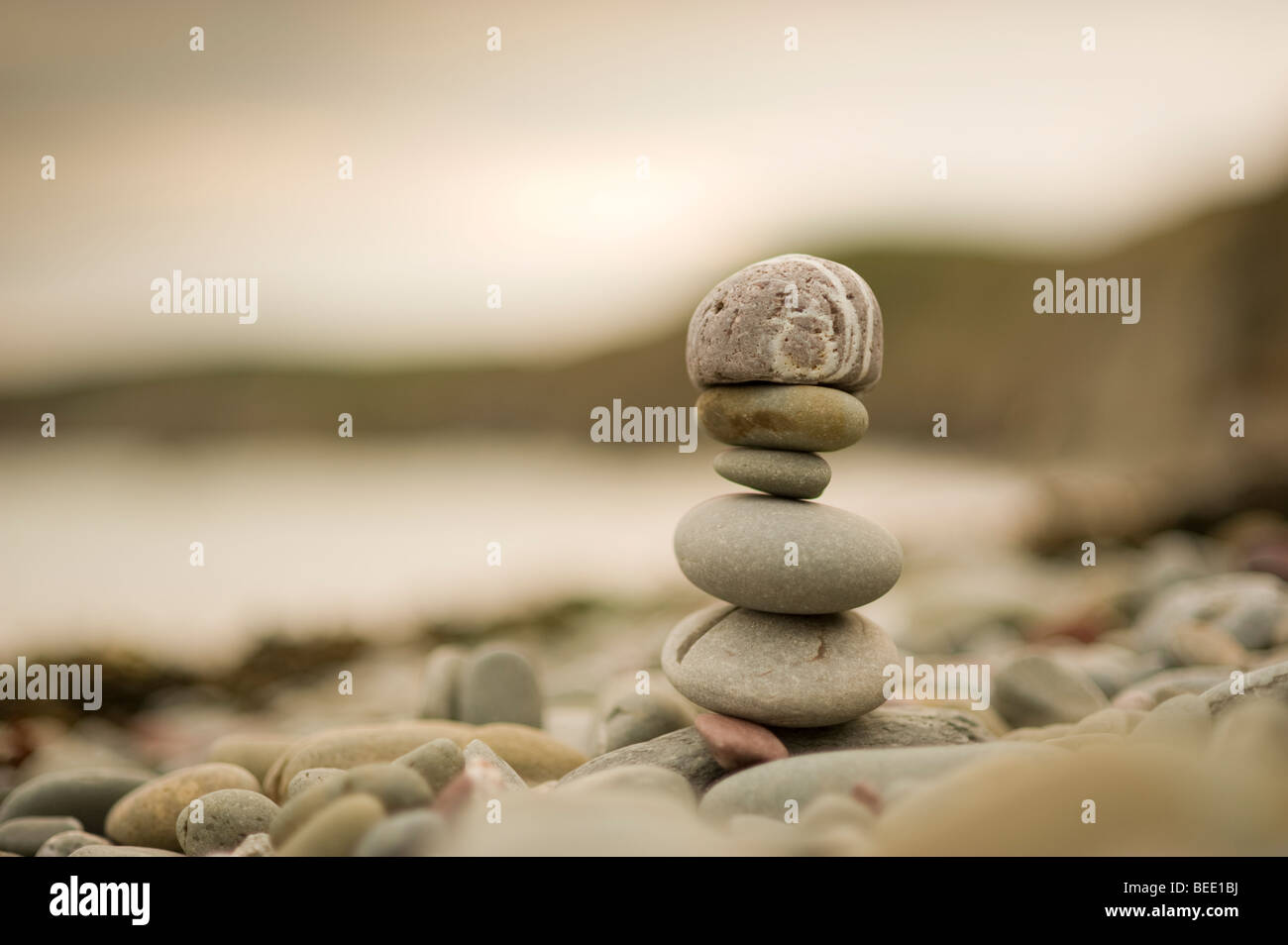 Stone sculpture on a beach on the Welsh coast Stock Photo - Alamy