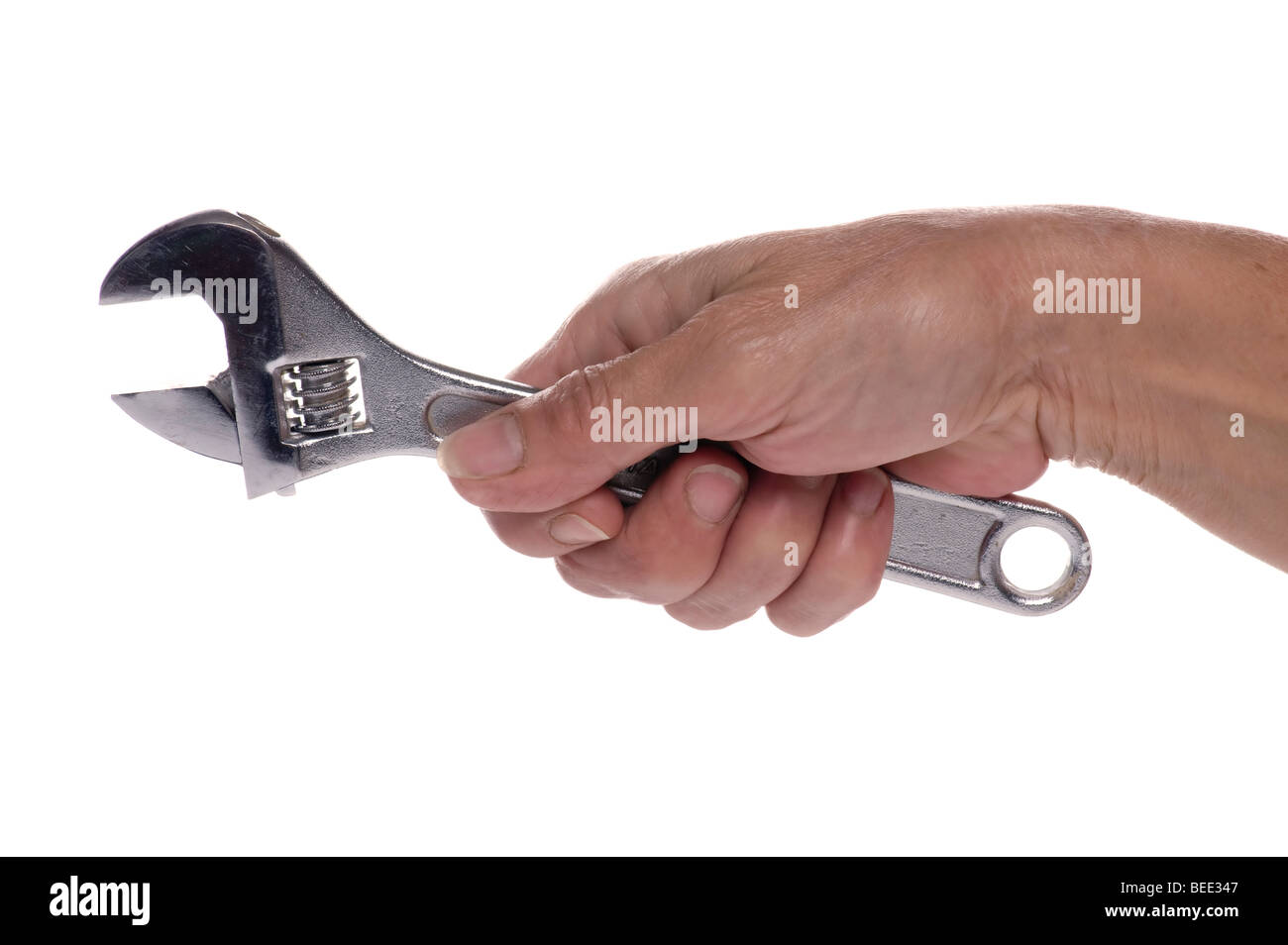 object on white - tool adjustable spanner close up Stock Photo - Alamy