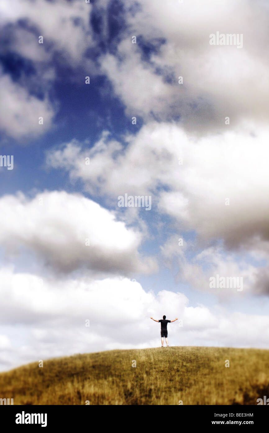 man embracing the sky Stock Photo - Alamy