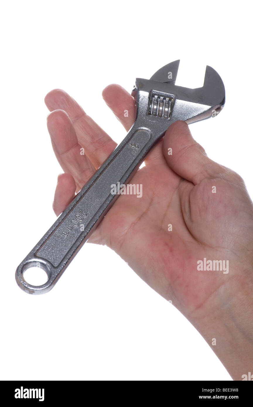 object on white - tool adjustable spanner close up Stock Photo - Alamy