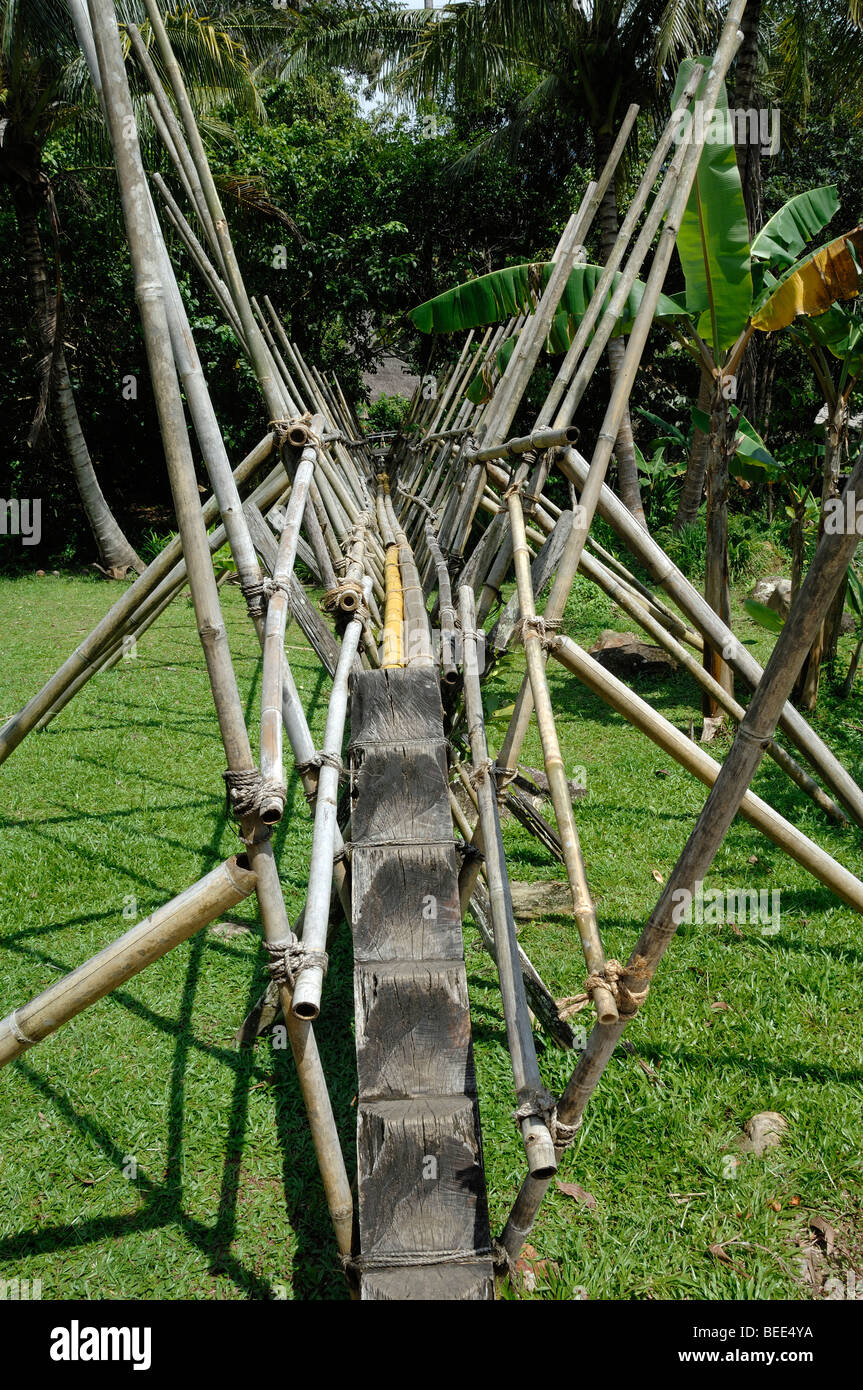Bamboo & Notched Trunk Bridge or Footbridge built by the Bidayuh Tribe ...