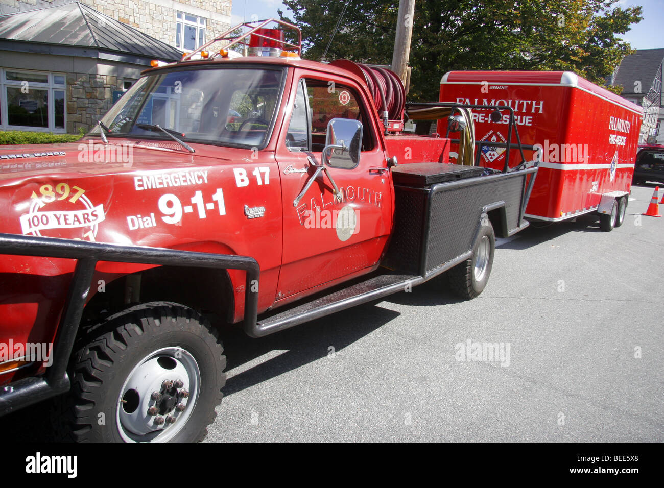 Falmouth fire rescue truck, Cape Cod, Massachusetts, USA Stock Photo ...