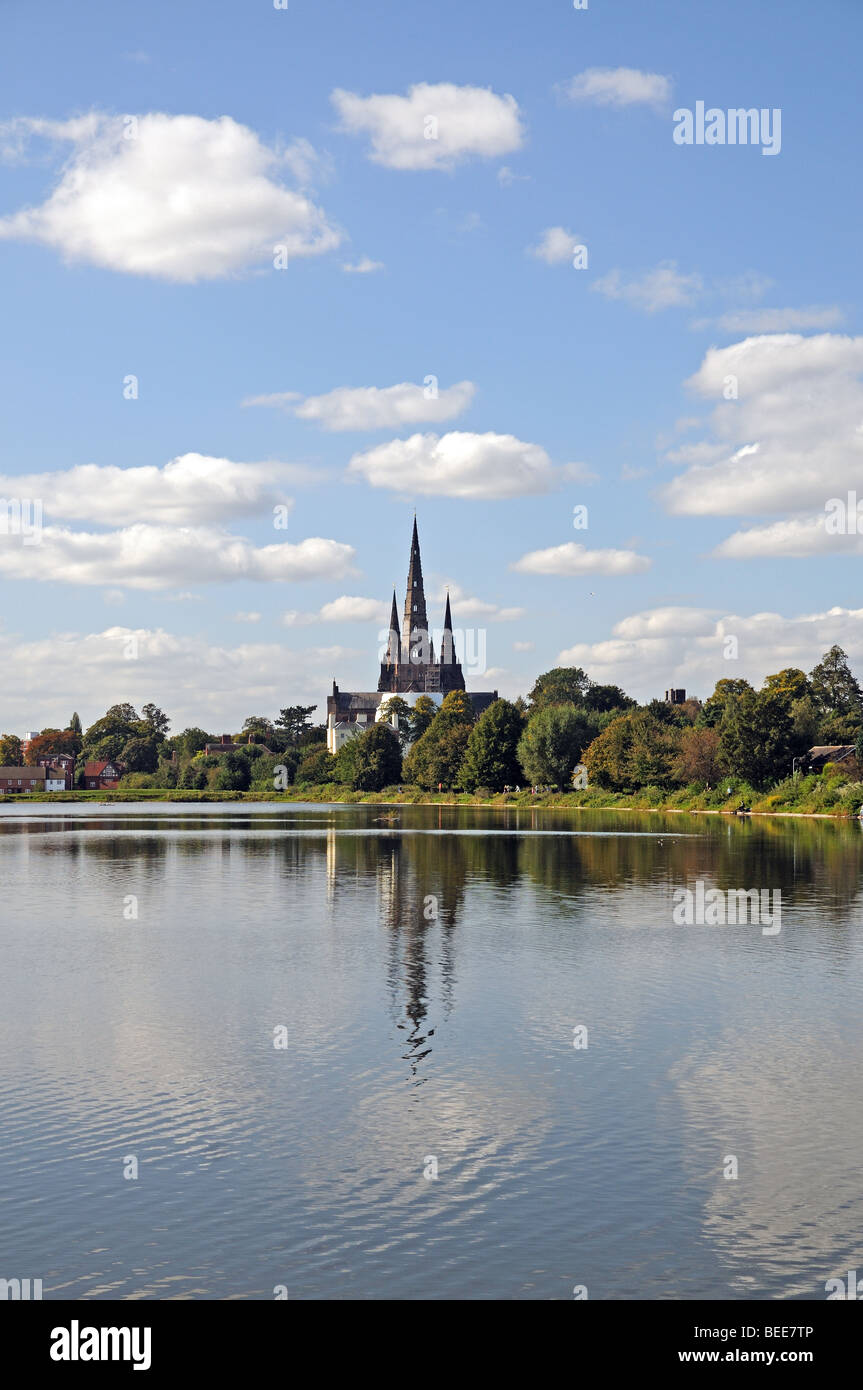Lichfield Cathedral and Stowe Pool Lichfield Staffordshire England ...