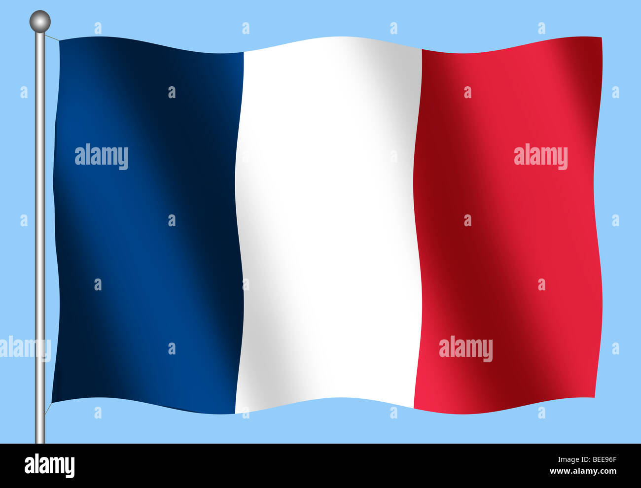French Flag waving on a blue background Stock Photo - Alamy