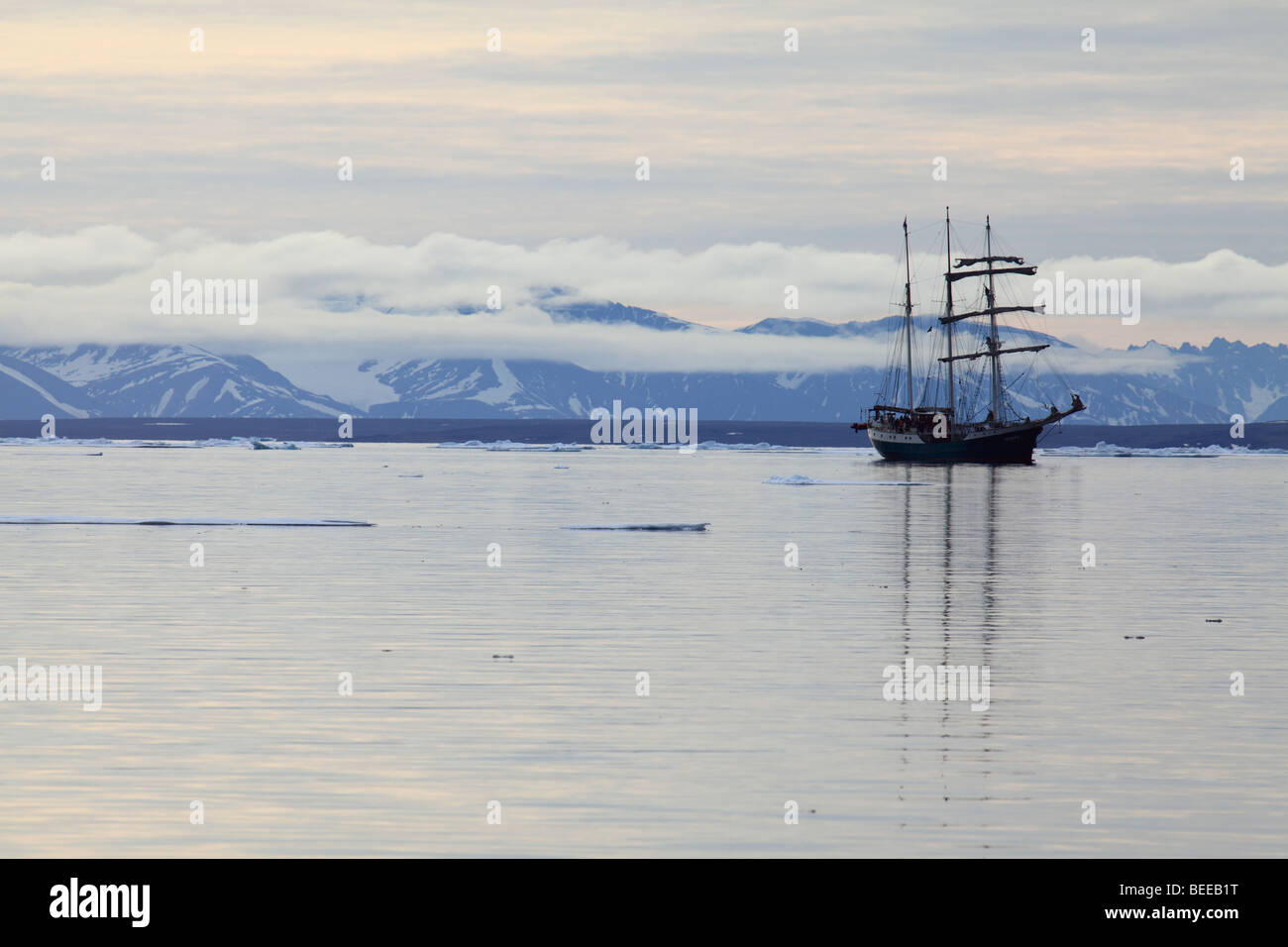 Tall Sailing Ship in the Arctic Ocean North of Svalbard Stock Photo - Alamy