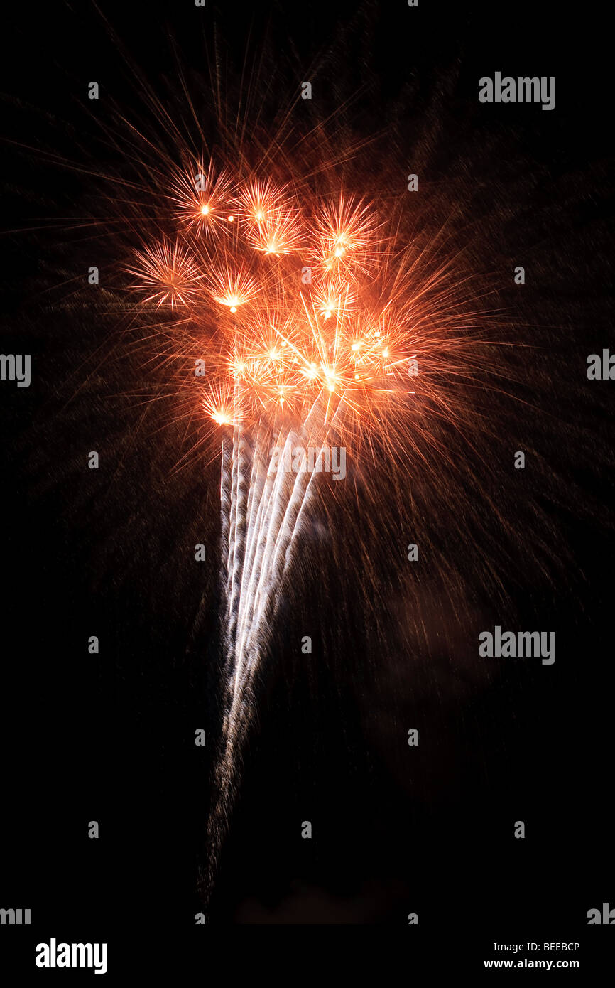 Beautiful fireworks fill the night time sky Stock Photo - Alamy