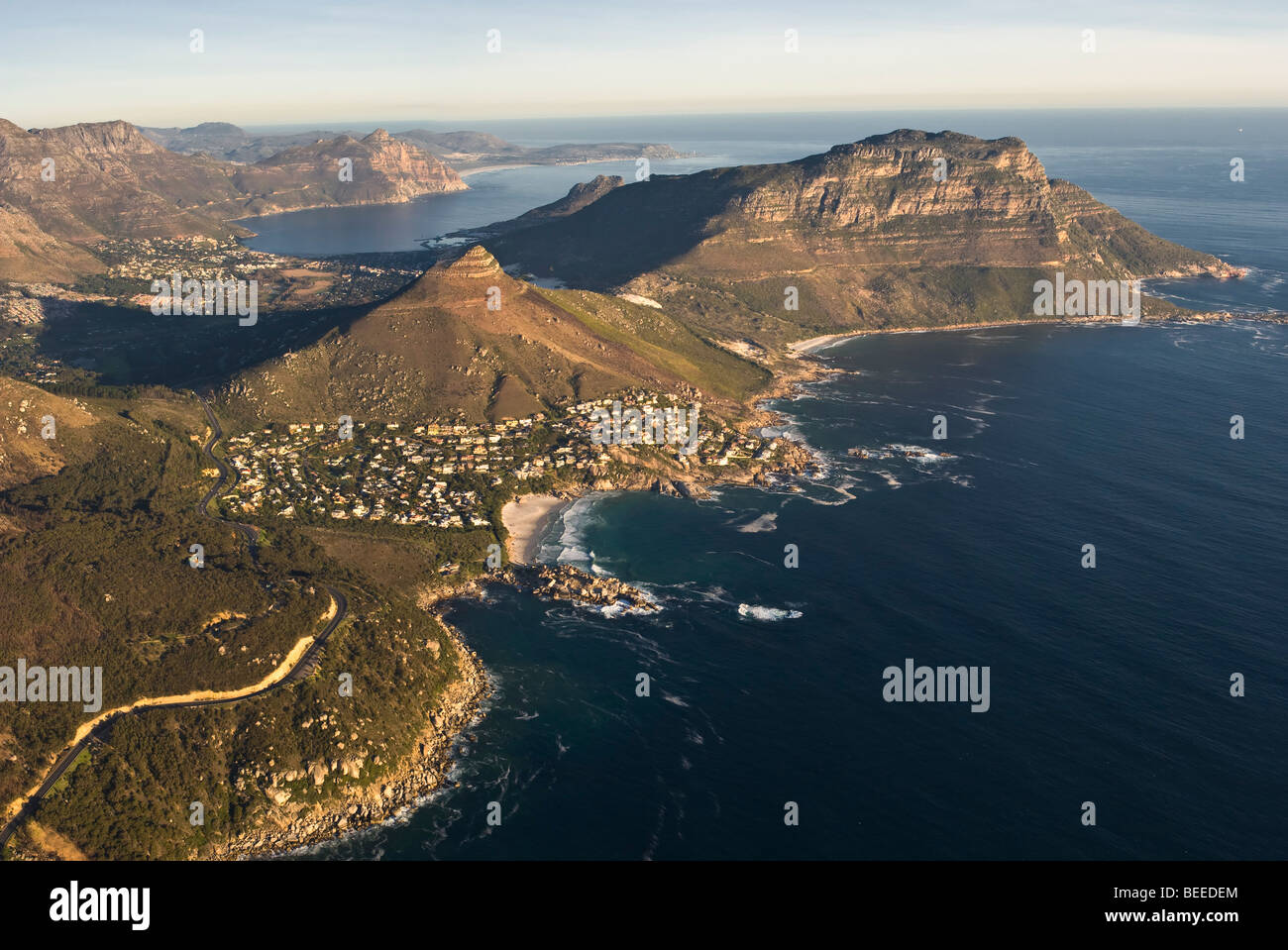 Panorama scenic Aerial view of coast highway to Cape Point, beautiful ...
