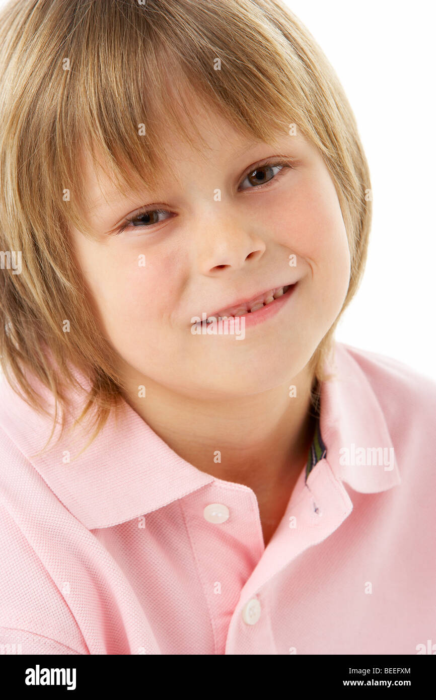 Studio Portrait of Smiling Boy Stock Photo - Alamy