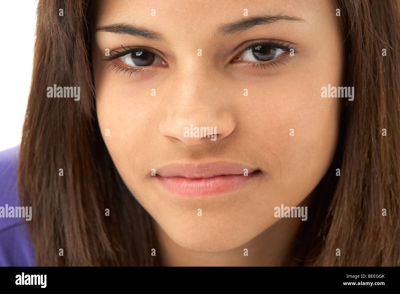 Studio Portrait of Smiling Teenage Girl Stock Photo - Alamy Studio Portrait of Smiling Teenage Girl Stock Photo - Alamy