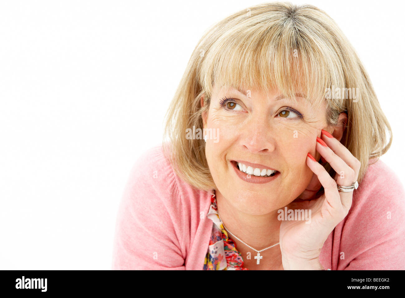 Studio Portrait of Smiling Mother Stock Photo - Alamy