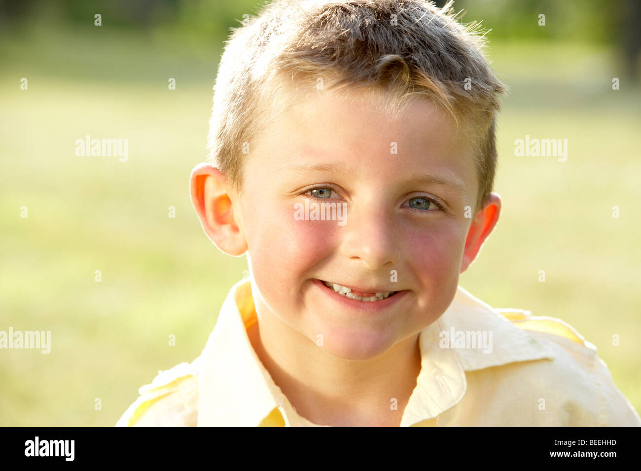 Portrait of young boy in countryside Stock Photo - Alamy