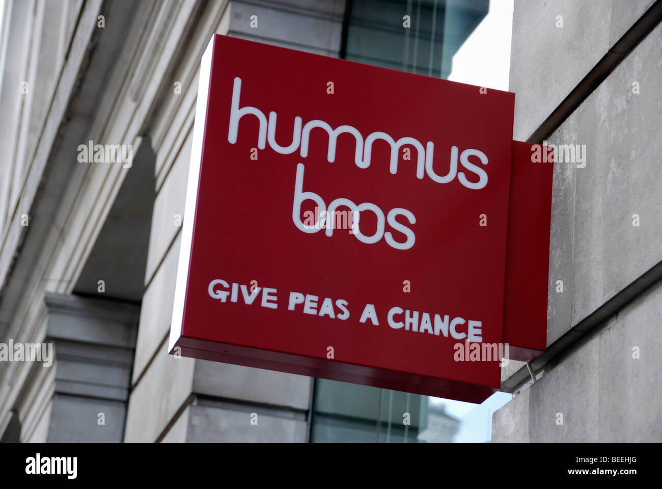 Hummus Bros restaurant sign Stock Photo - Alamy