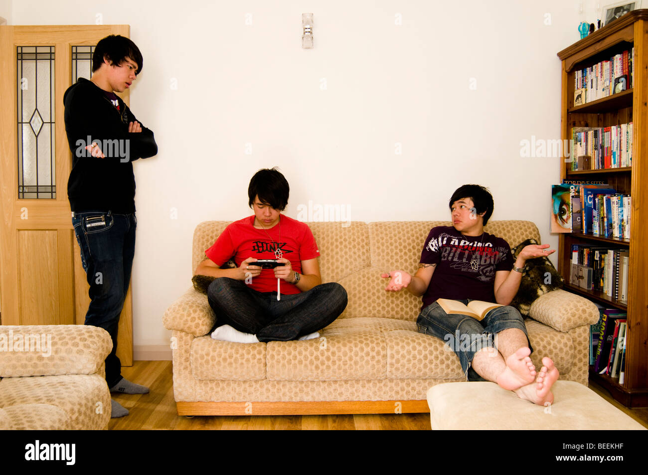 Confrontation, denial and indifference (multiple images of one person ...