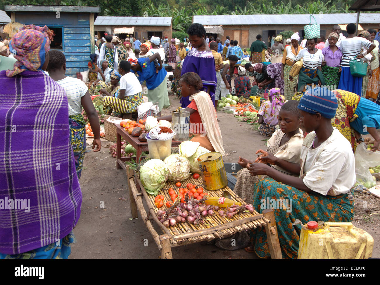 Bakonzo women selling food in market town, Rwenzoris, West Uganda ...