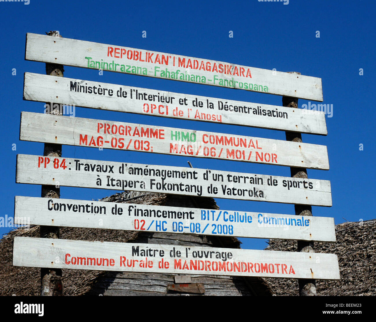 Madagascar - Sign in the village of Itapera Stock Photo - Alamy