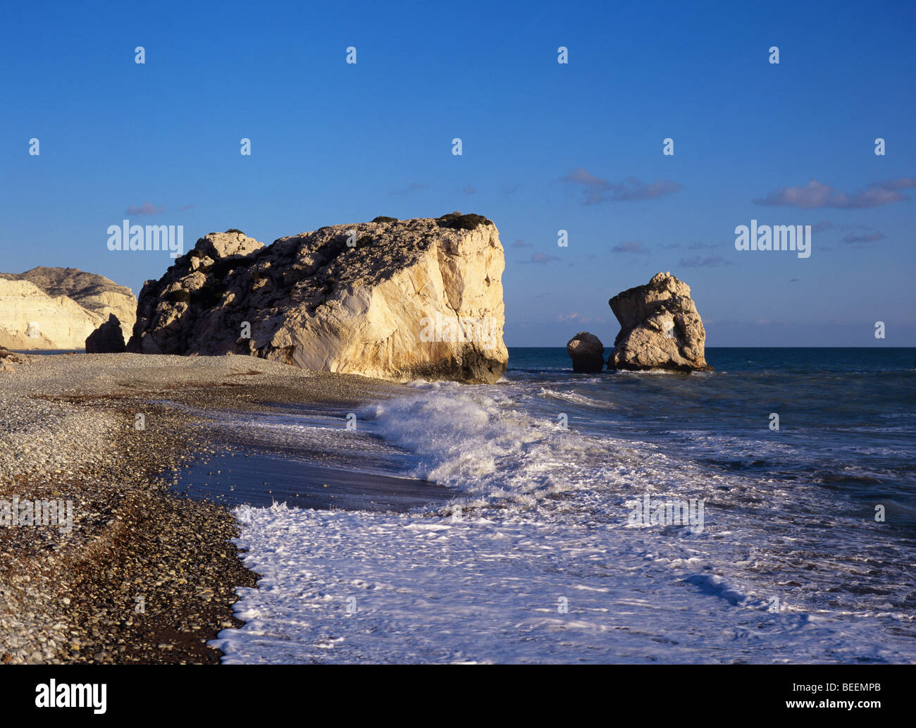 Paphos, Rock of Romios, Aphrodities birthplace, in beautiful evening ...