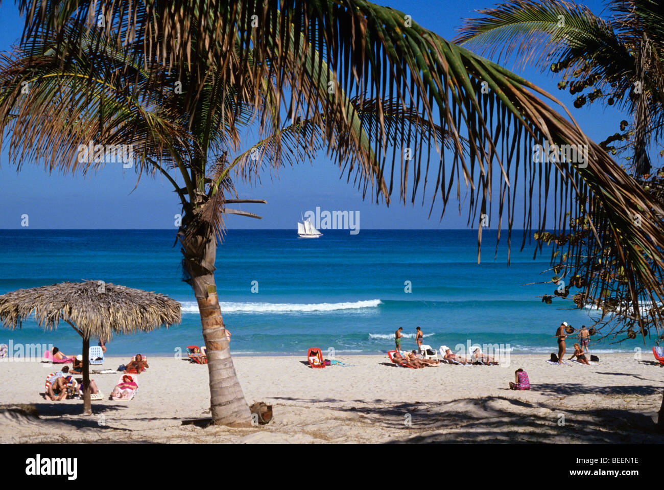 Cuba - Scene on the beautiful Varadero Beach, a popualr resort on the ...