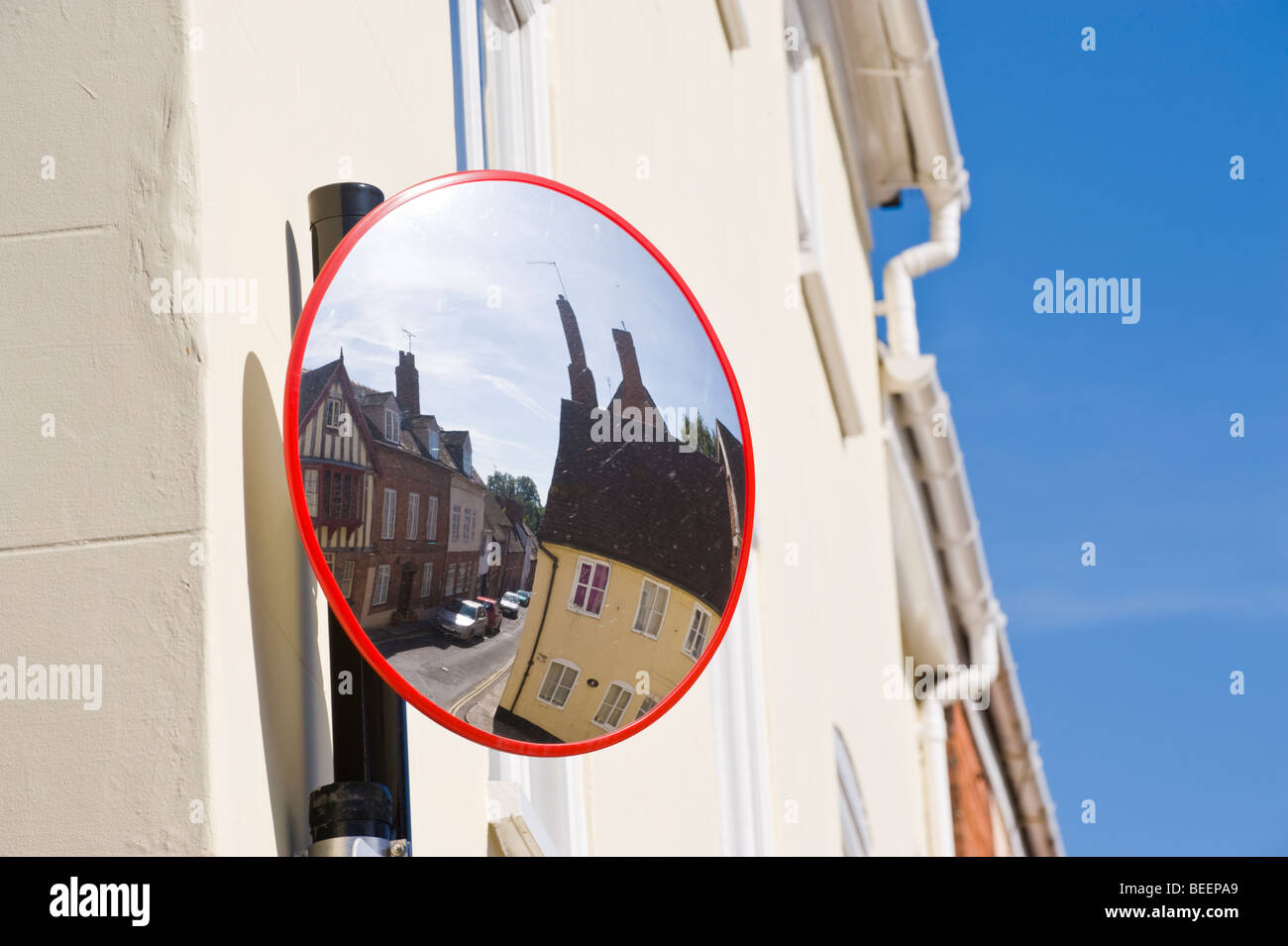 Safety mirror on street corner Ludlow Shropshire England UK Stock Photo ...