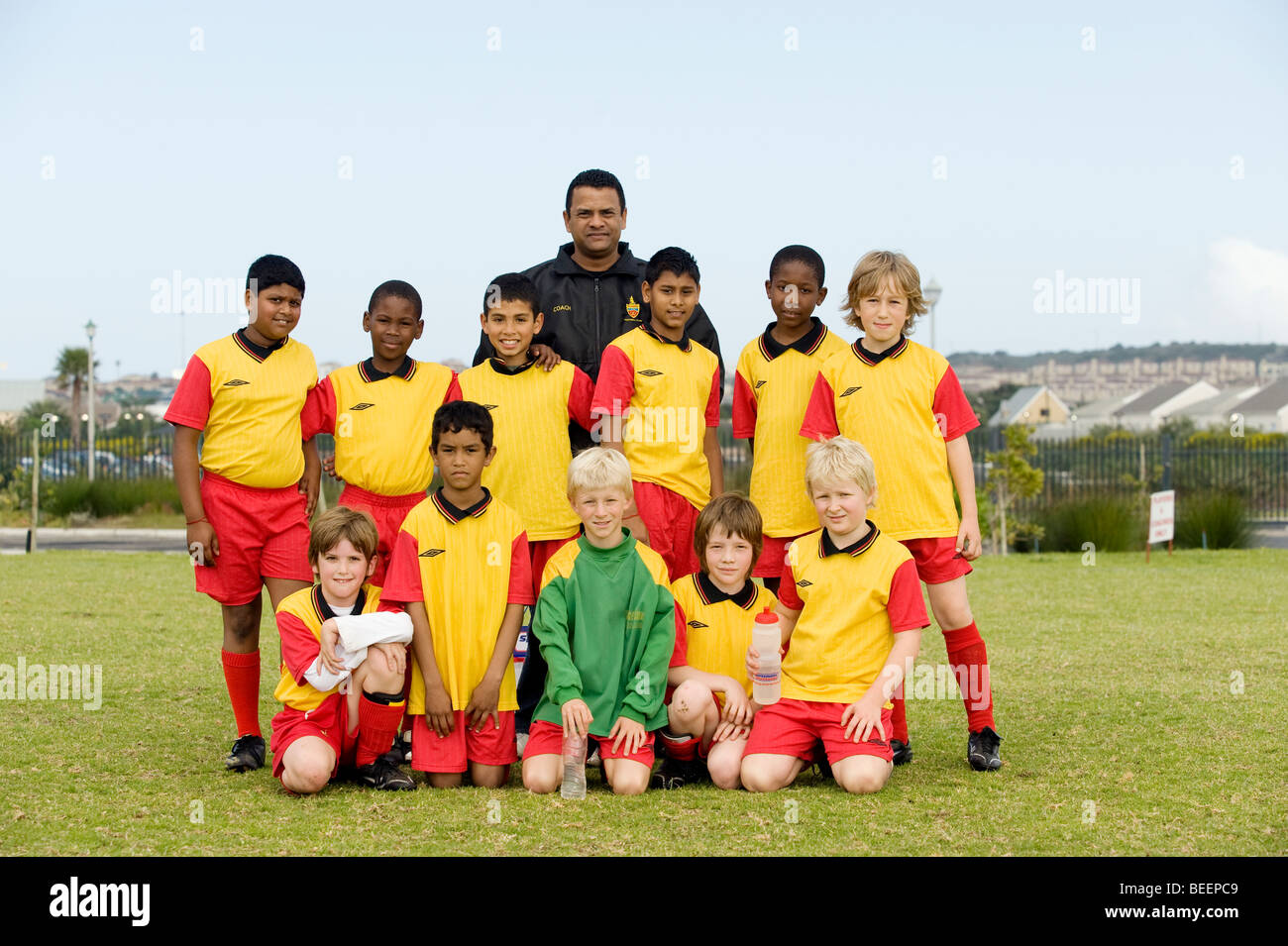 Portrait of the Under 11B Rygersal soccer team, Cape Town, South Africa ...