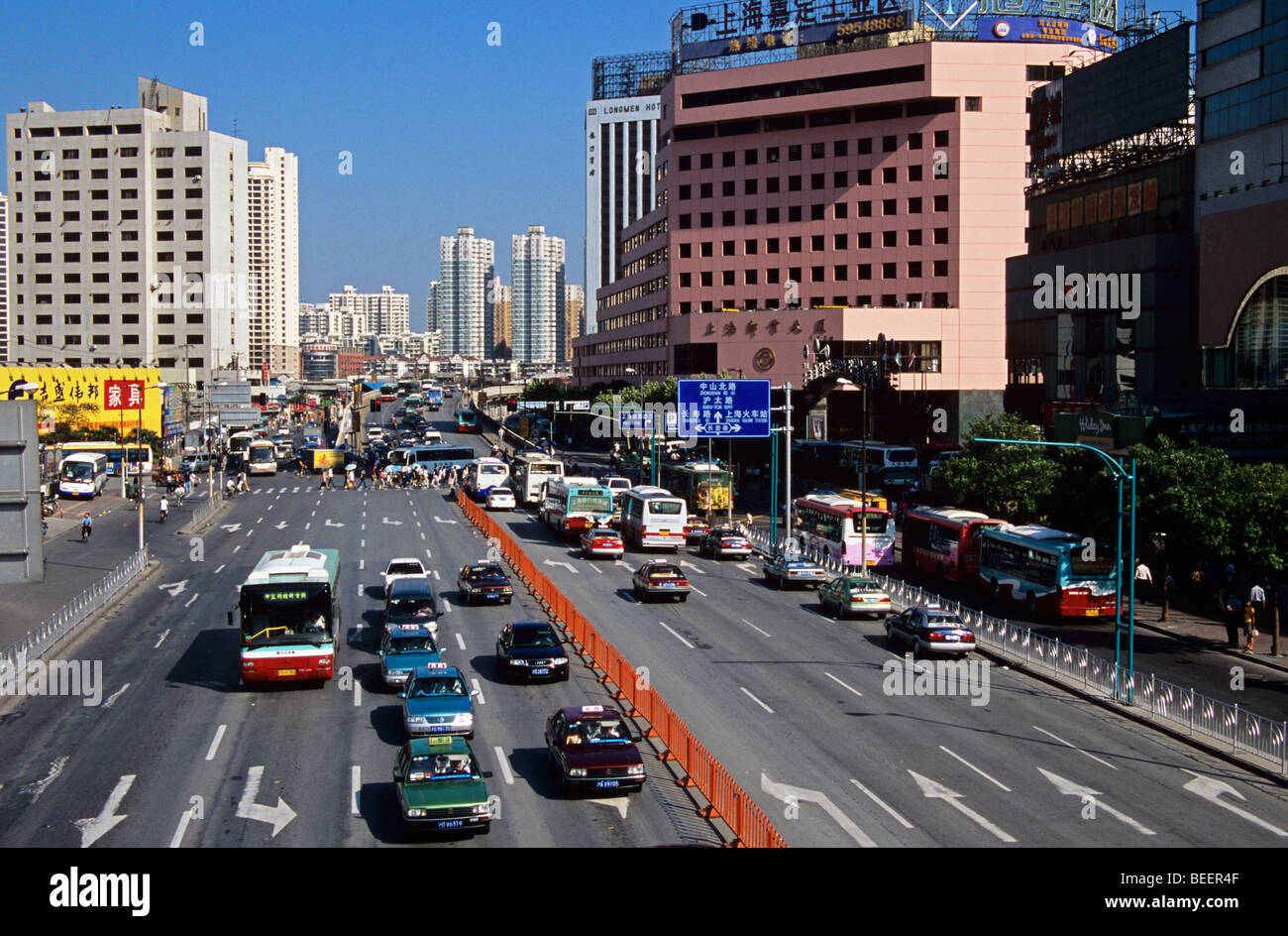 Shanghai - Traffic congestion on one of the cities major highways Stock ...