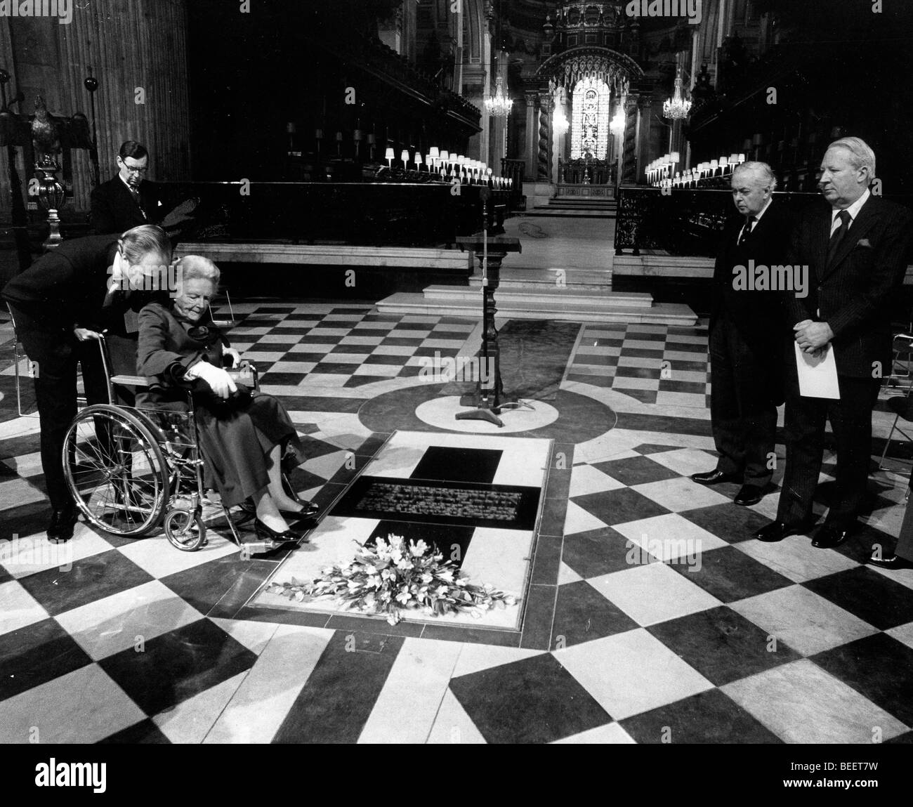 LADY CLEMENTINE CHURCHILL at her husband Winston's memorial tablet in ...