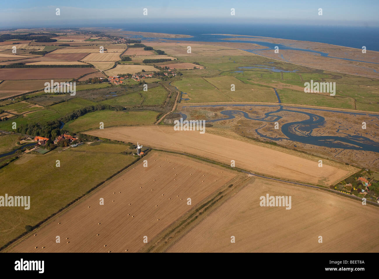 aerial view of Burnham Norton & Scolt Head Island in late summer ...