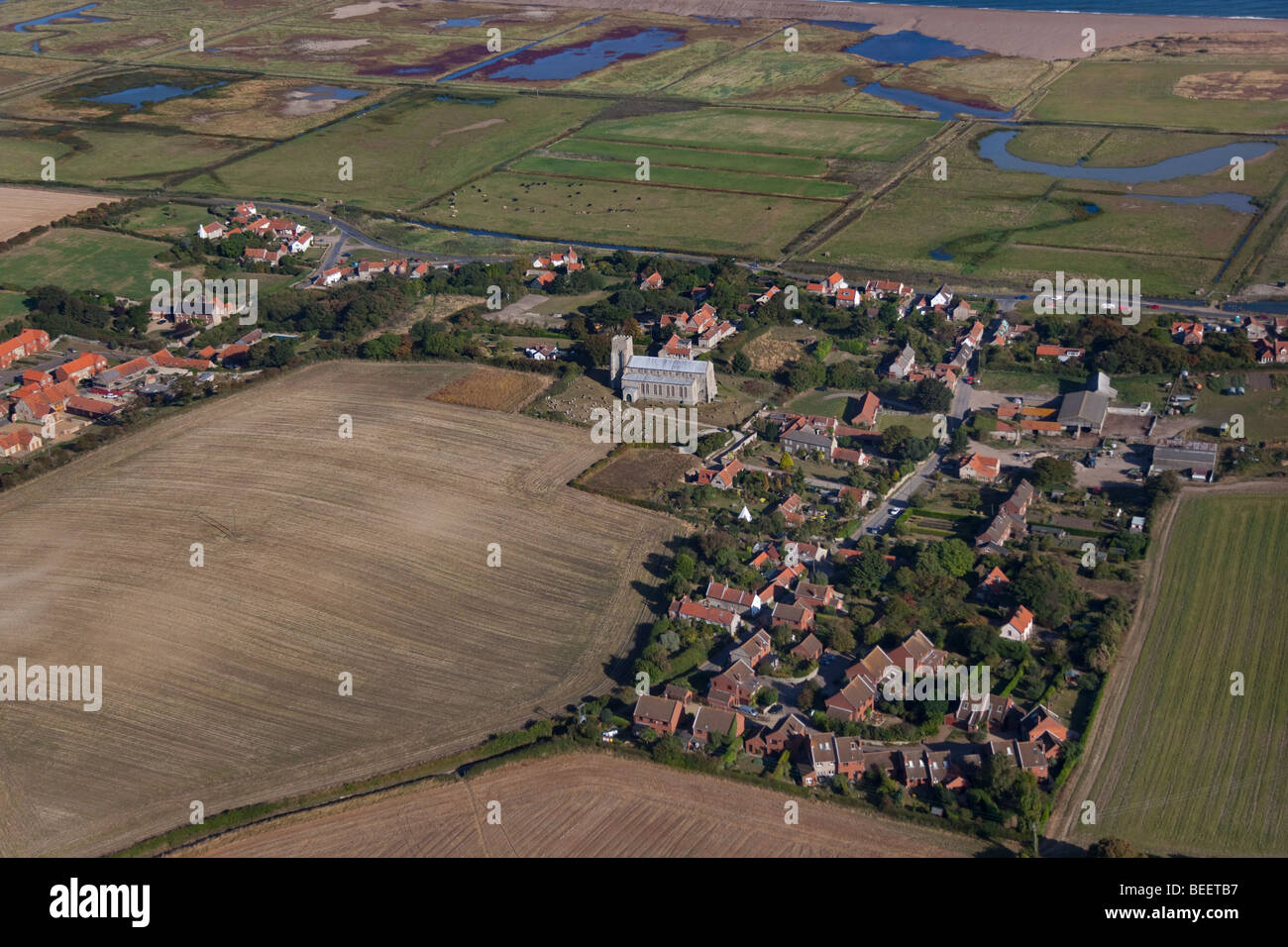 Salthouse Norfolk & Farmland September from the Air Stock Photo - Alamy