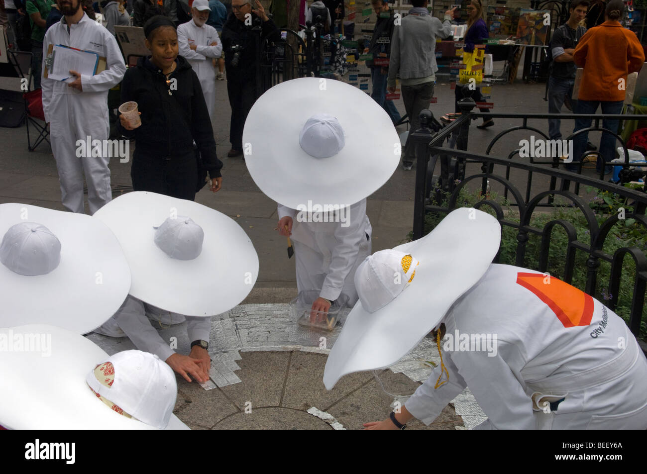 City Meditation Crew creates a Radiant Circle of silver foil on Ghandi ...