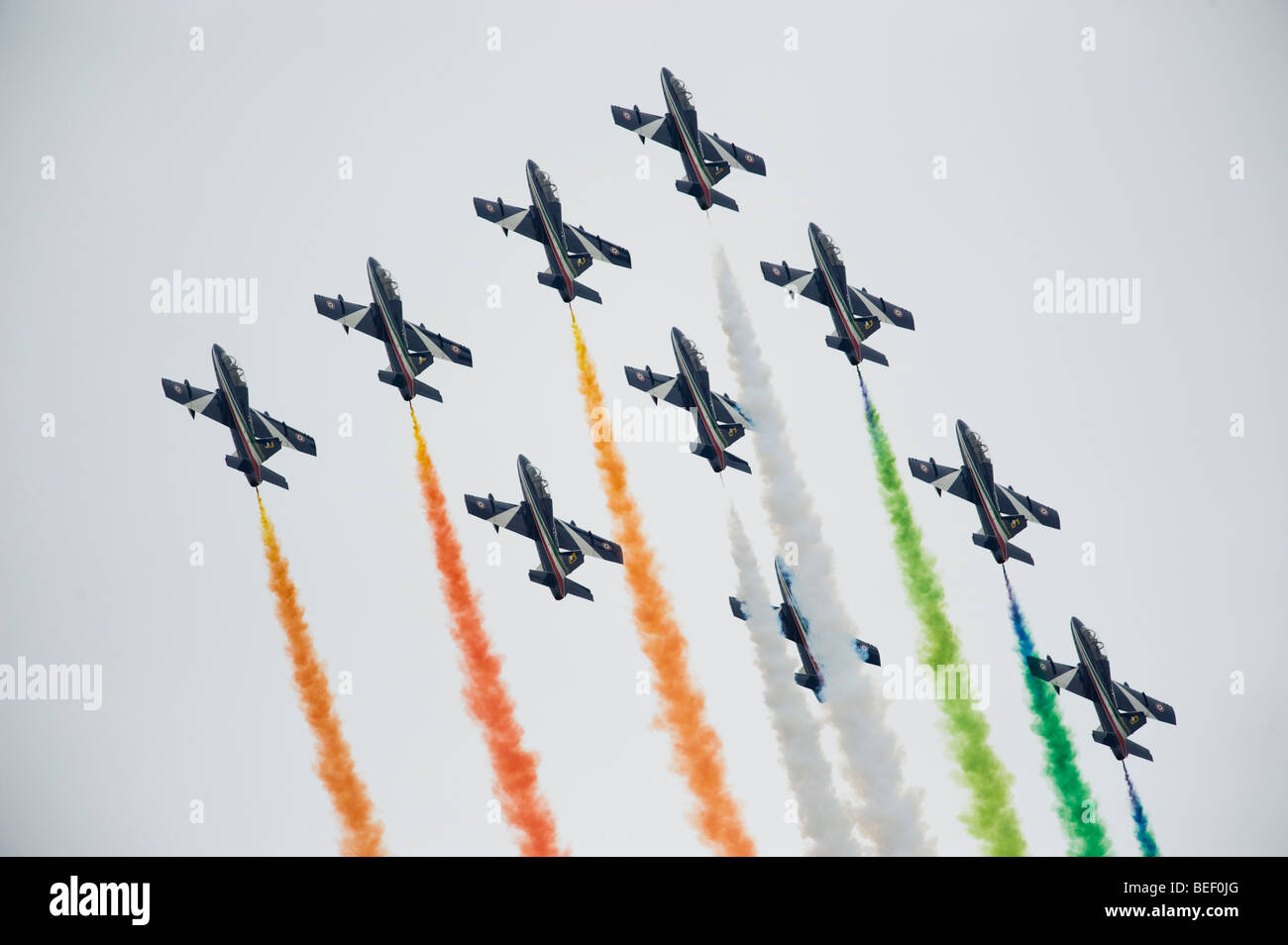 The Italian Aerobatic Display Team the Frecce Tricolori formation ...