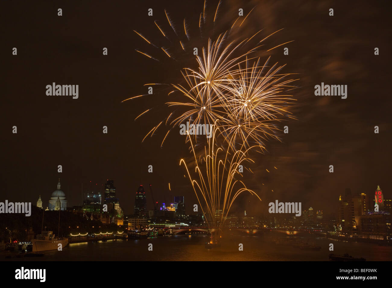 The view from Waterloo Bridge during... The Thames Festival fireworks ...