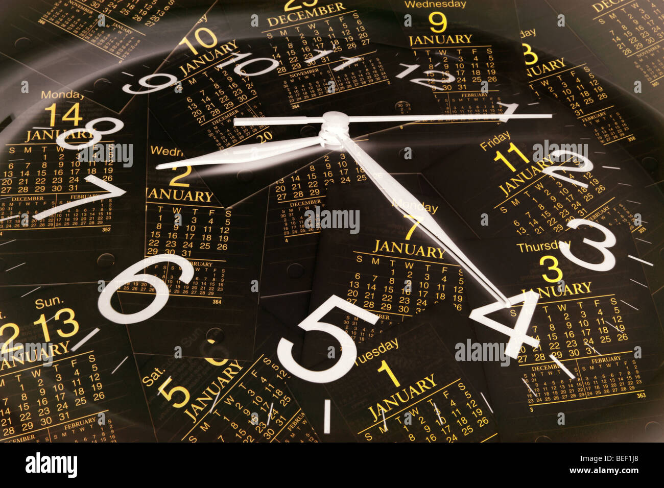 Calendar Pages and Clock Stock Photo - Alamy