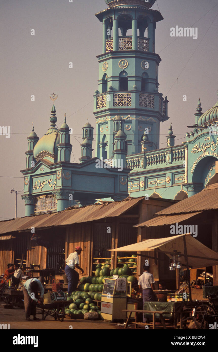 Mosque and market at Lashio, Shan State, Burma/Myanmar Stock Photo - Alamy