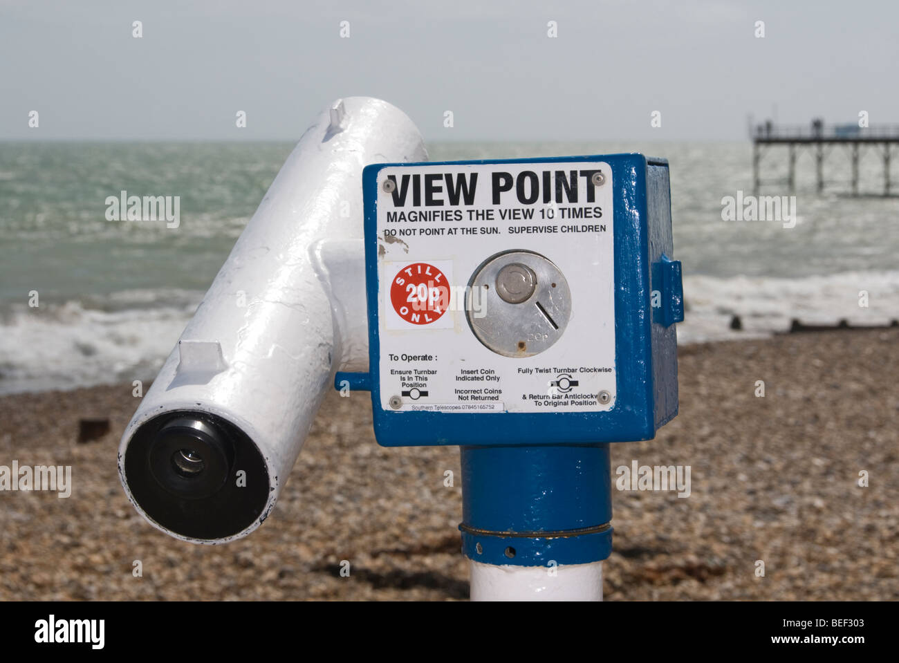 a seaside View Point 20pence pay-for-view telescope on the seafront at ...