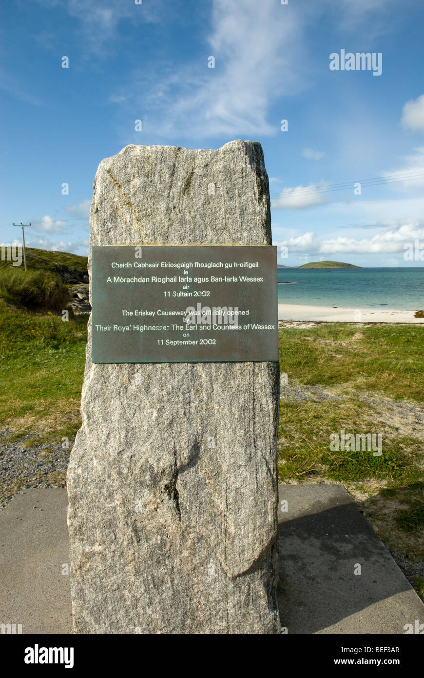 Plaque to commemorate the opening of the causeway, Eriskay, Outer ...