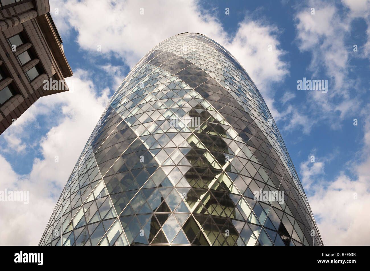 View of The Gherkin, also known as the Swiss Re building Stock Photo ...