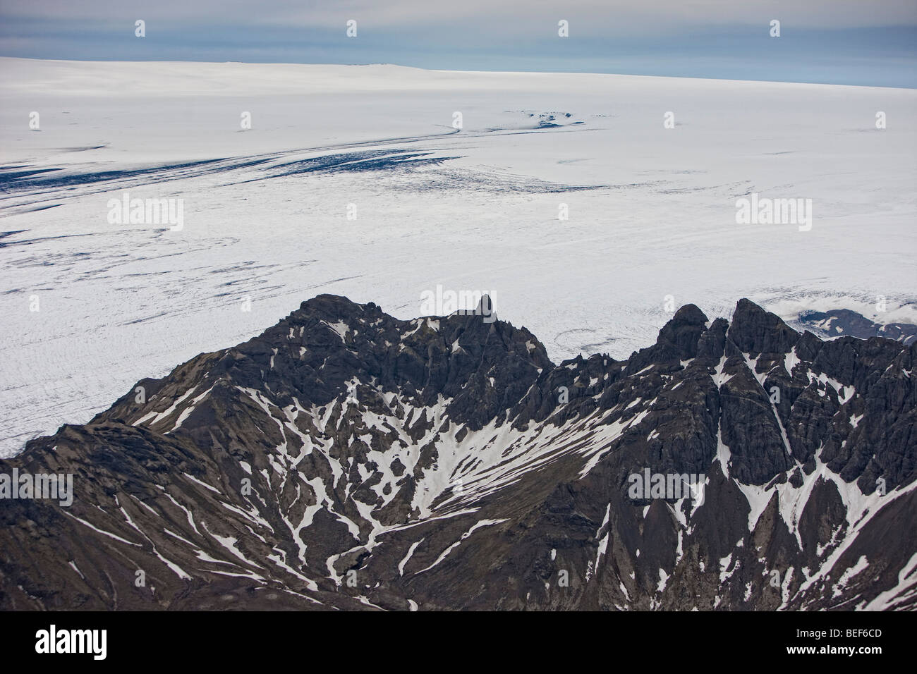 Aerial View of Surging Glacial Patterns, Vatnajokull Ice Cap, Iceland ...