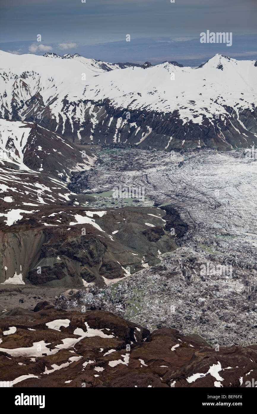 Aerial view surging glacial patterns hi-res stock photography and ...