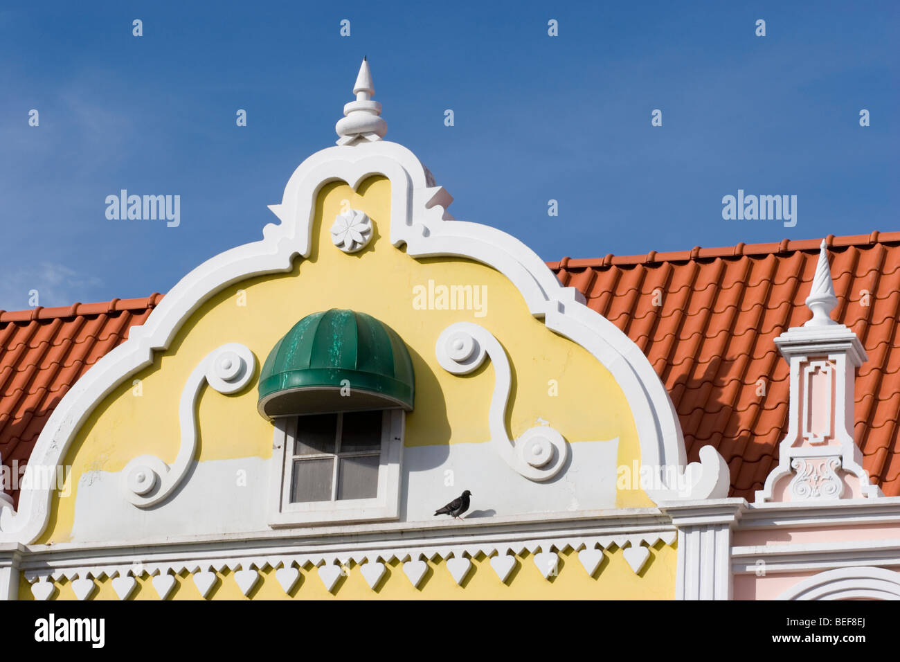 colorful colonial traditional Dutch architecture in Oranjestad, Aruba ...