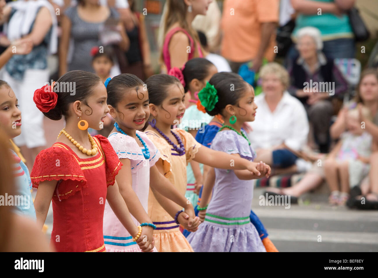 Little girls in the Fiesta Parade Stock Photo - Alamy