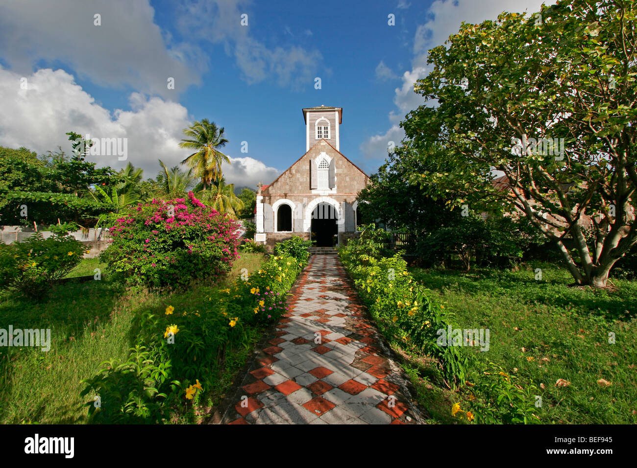 Old Caribbean style church in Antigua Stock Photo - Alamy