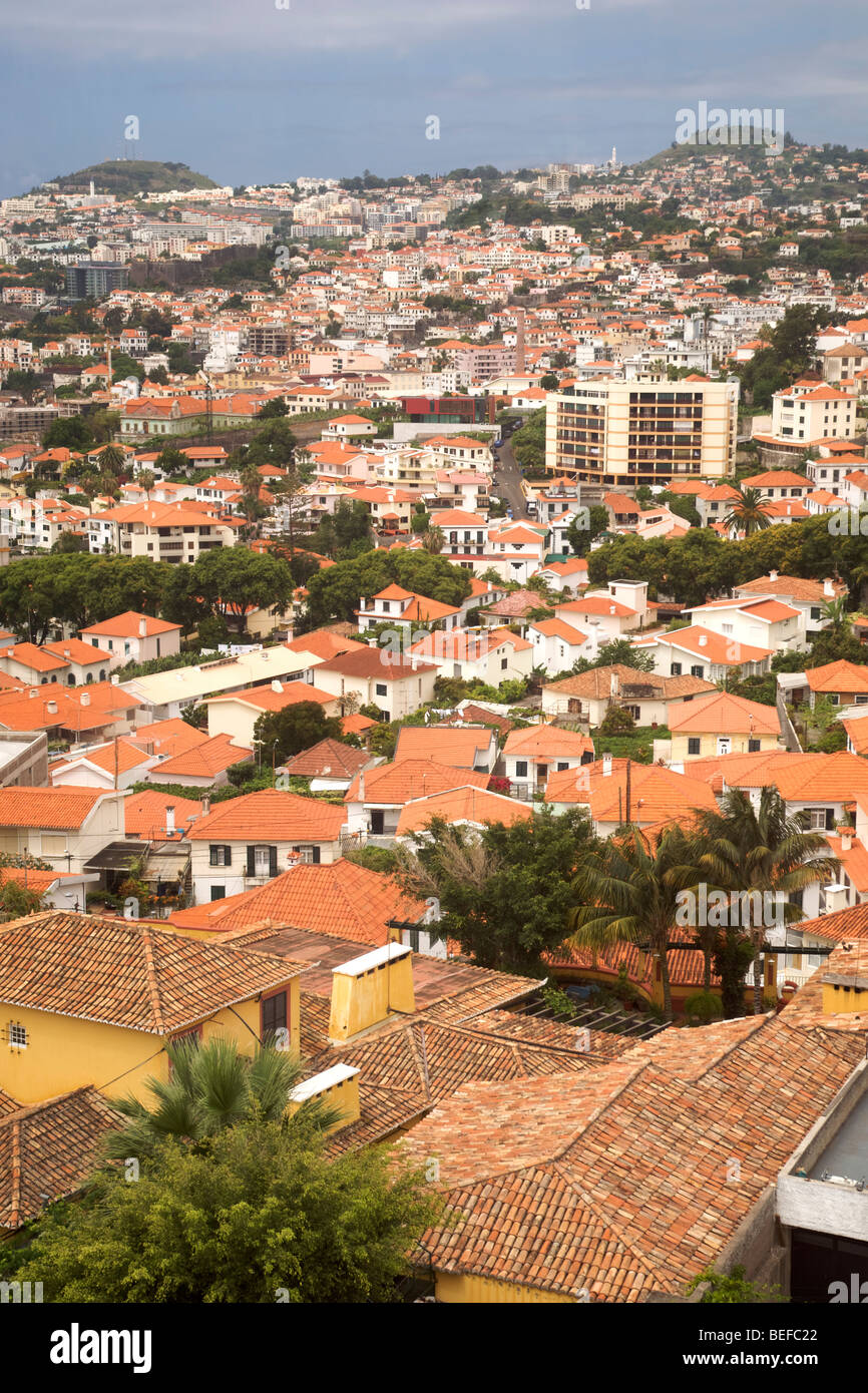 View over the terracotta rooftops of Funchal in Madeira Stock Photo - Alamy