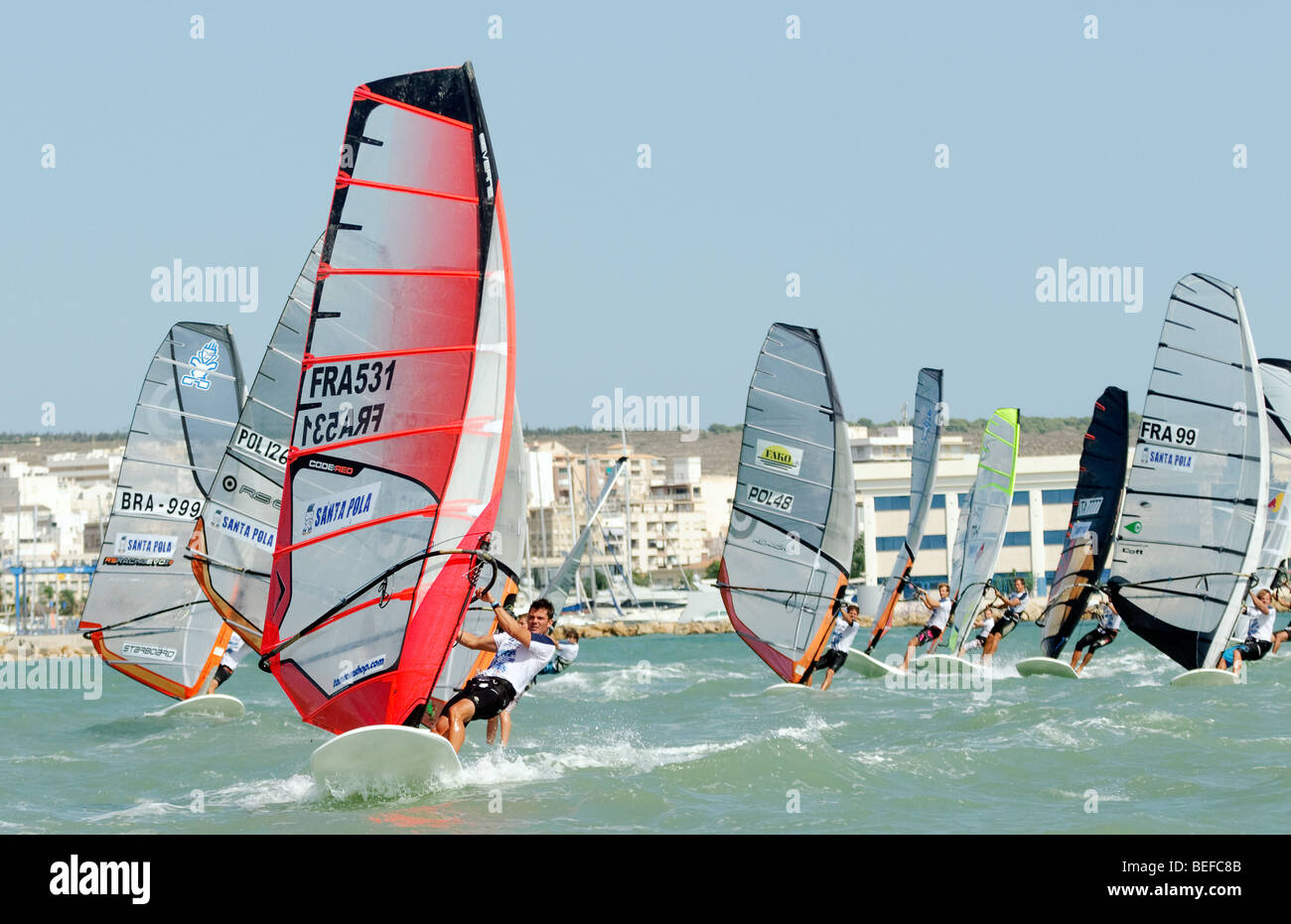 group of windsurfers at the Formula Windsurfing World Championships in ...