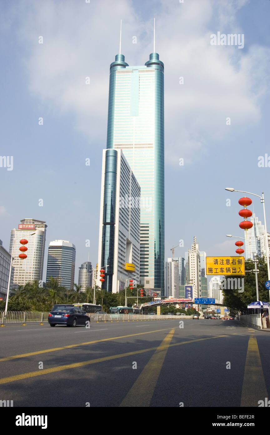 Modern skyscraper in Shenzhen city, China. Shun Hing Square, 384 meters ...