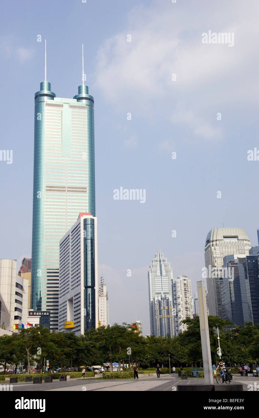 Modern skyscraper in Shenzhen city, China. Shun Hing Square, 384 meters ...