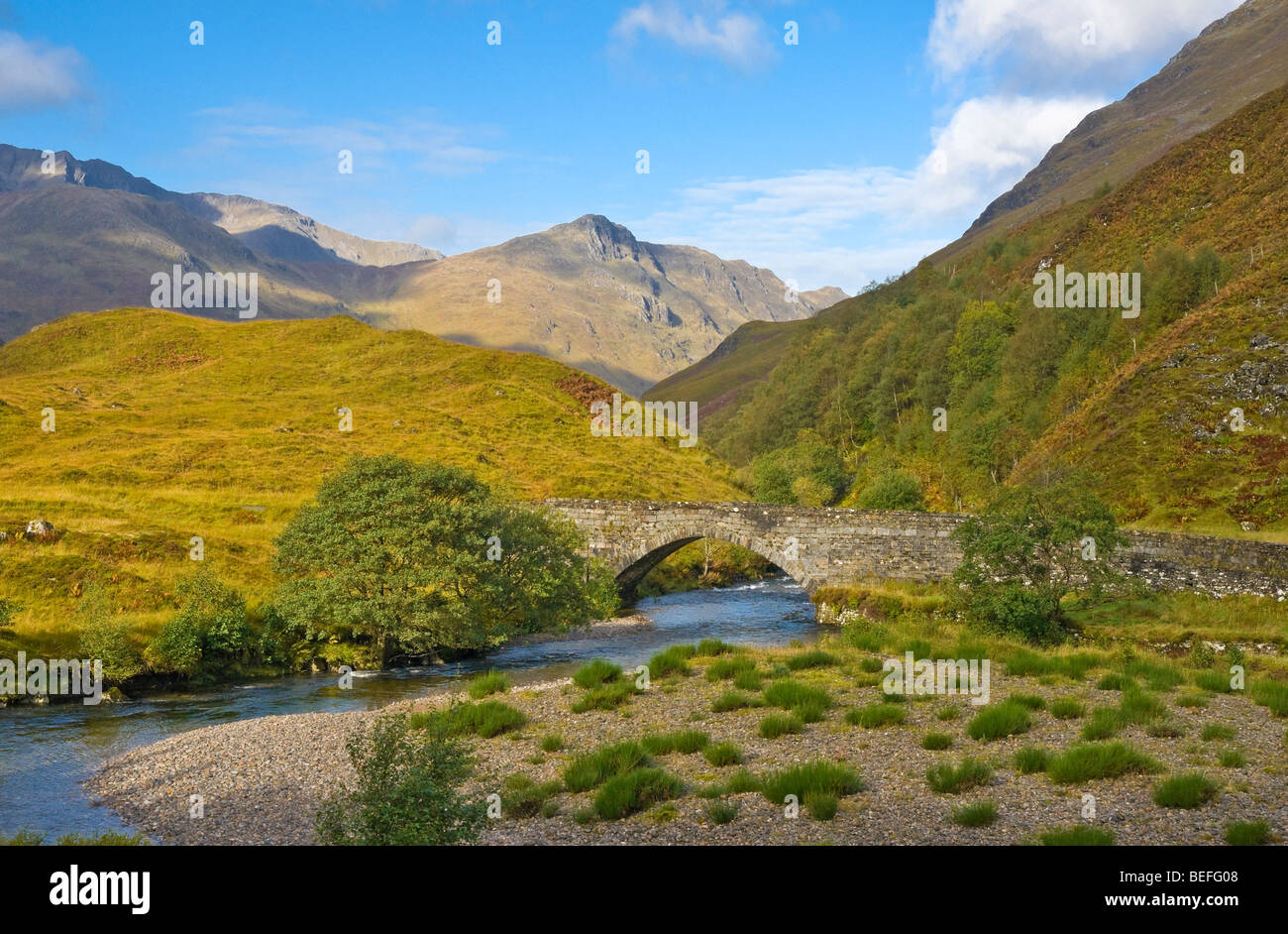Old road bridge over River Shiel in Glen Shiel Kintail Highland ...